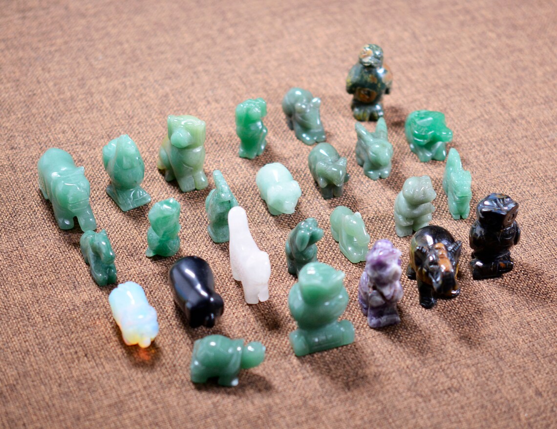 Small Carved Animals Figurine/carved Natural Gemstone/gemstone Carving ...