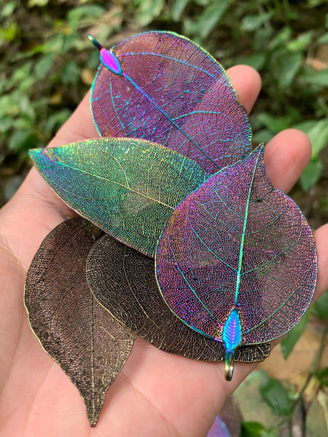 Rainbow Metal Hollow Leaves/color-changing Leaf Jewelry/copper Leaves ...