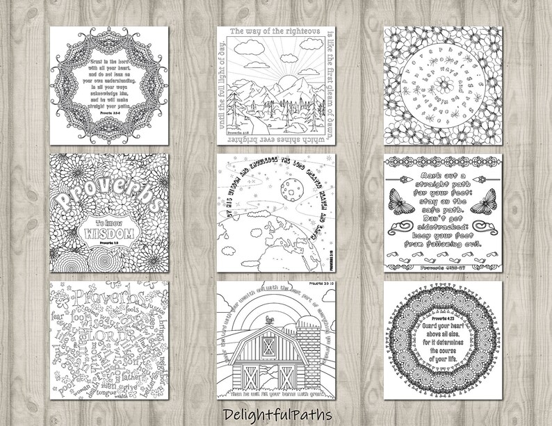 Proverbs Coloring Book for Adults Printable Coloring Book | Etsy