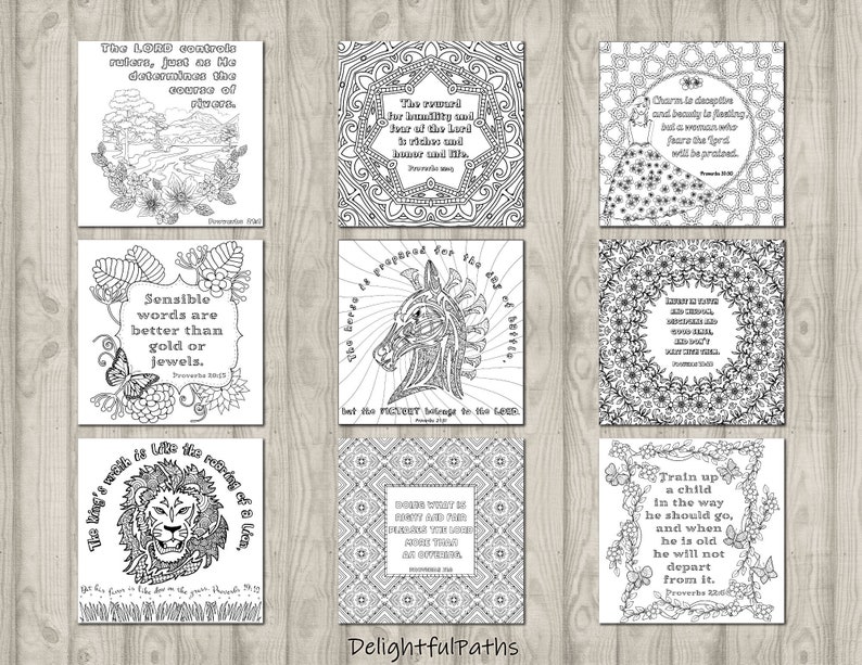 Proverbs Coloring Book for Adults | Printable Coloring Book | Christian ...