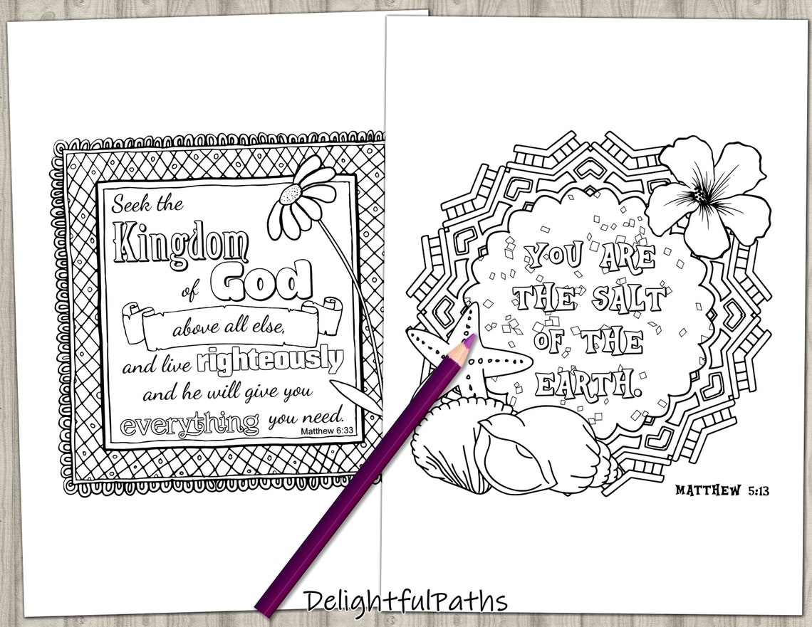 Printable Sermon on the Mount Coloring Book for Christian Adults With ...