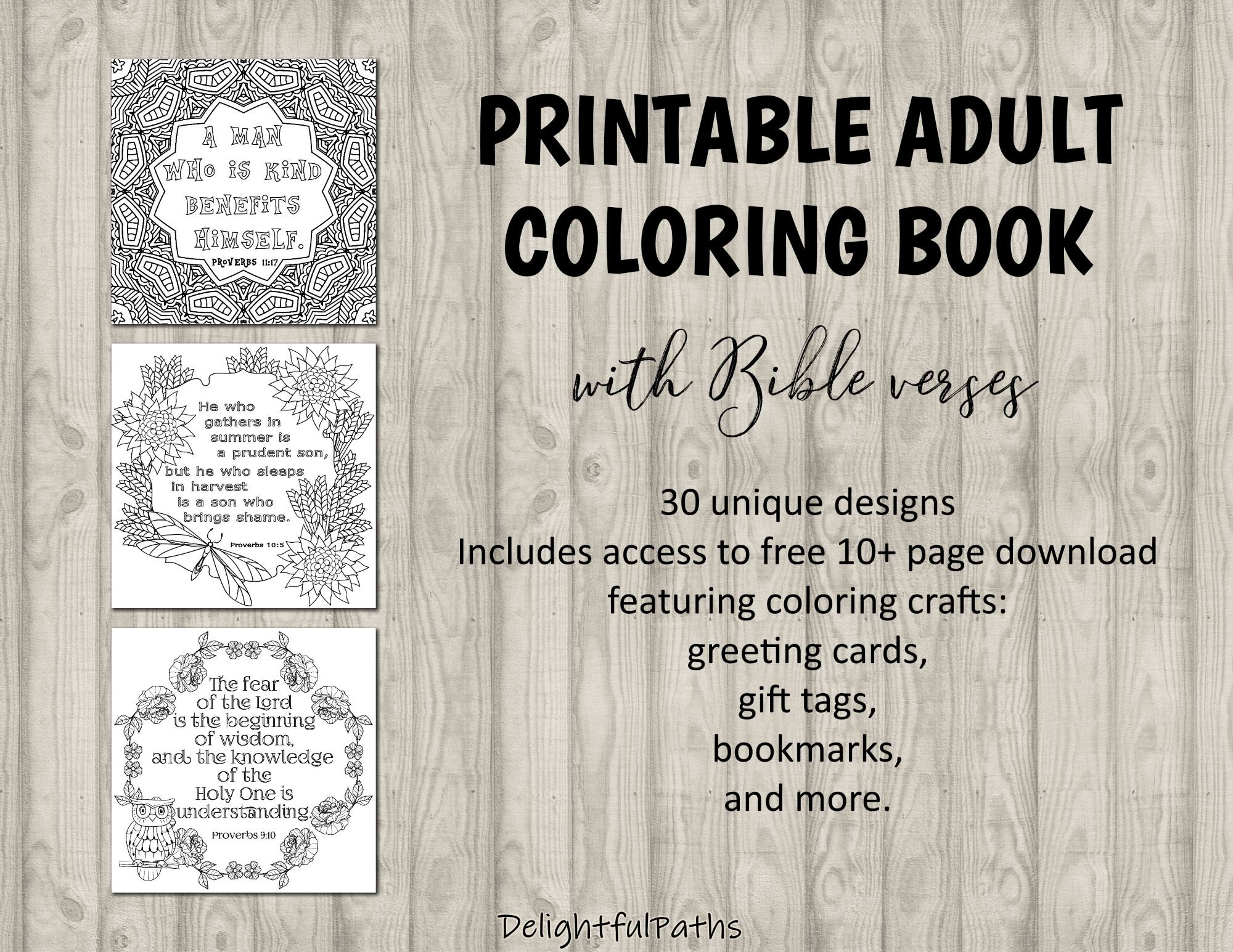 Proverbs Coloring Book for Adults | Printable Coloring Book | Christian ...
