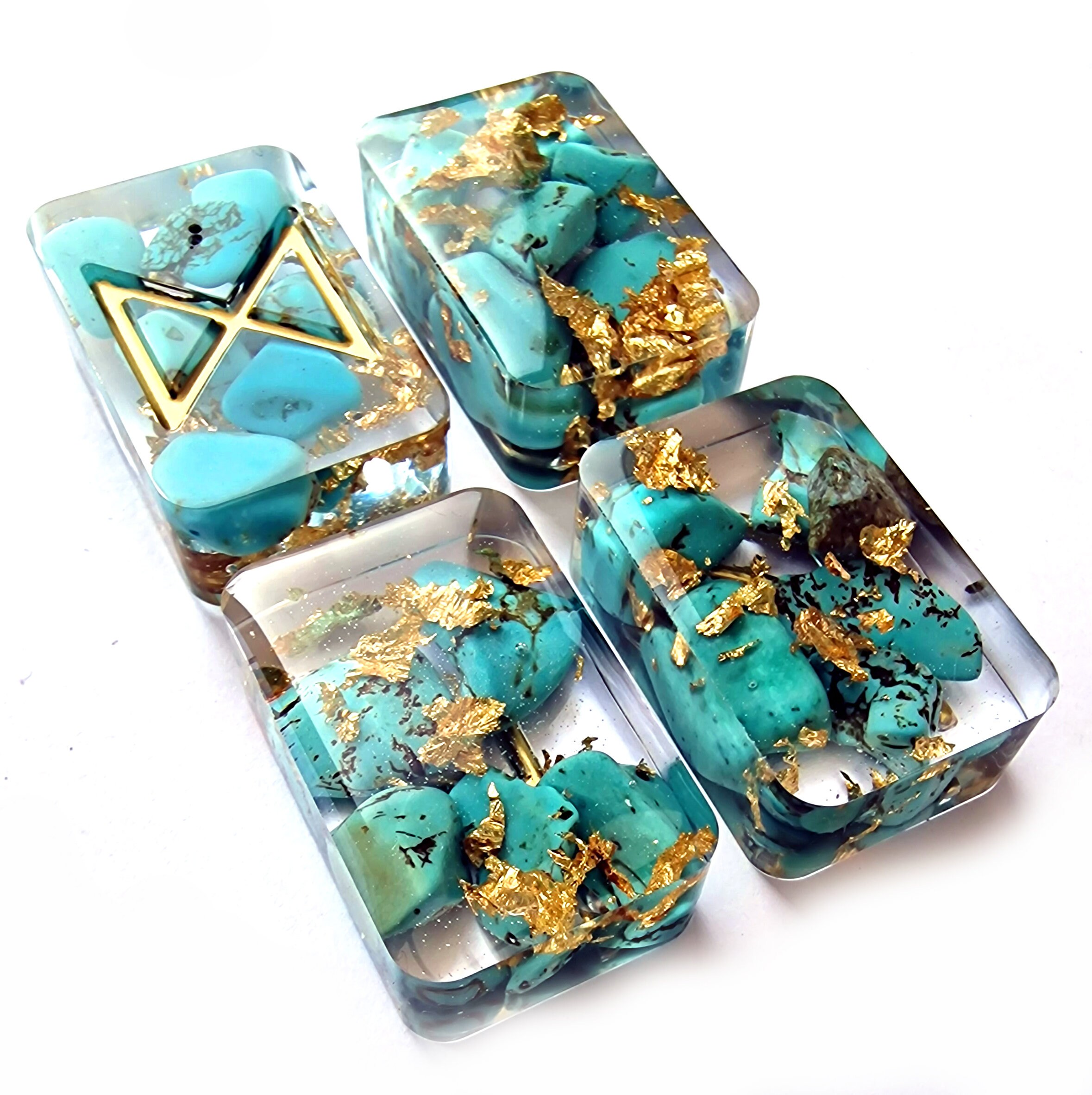 Turquoise and Gold Leaf Futhark Runes Set With Rune Meaning Deck and ...