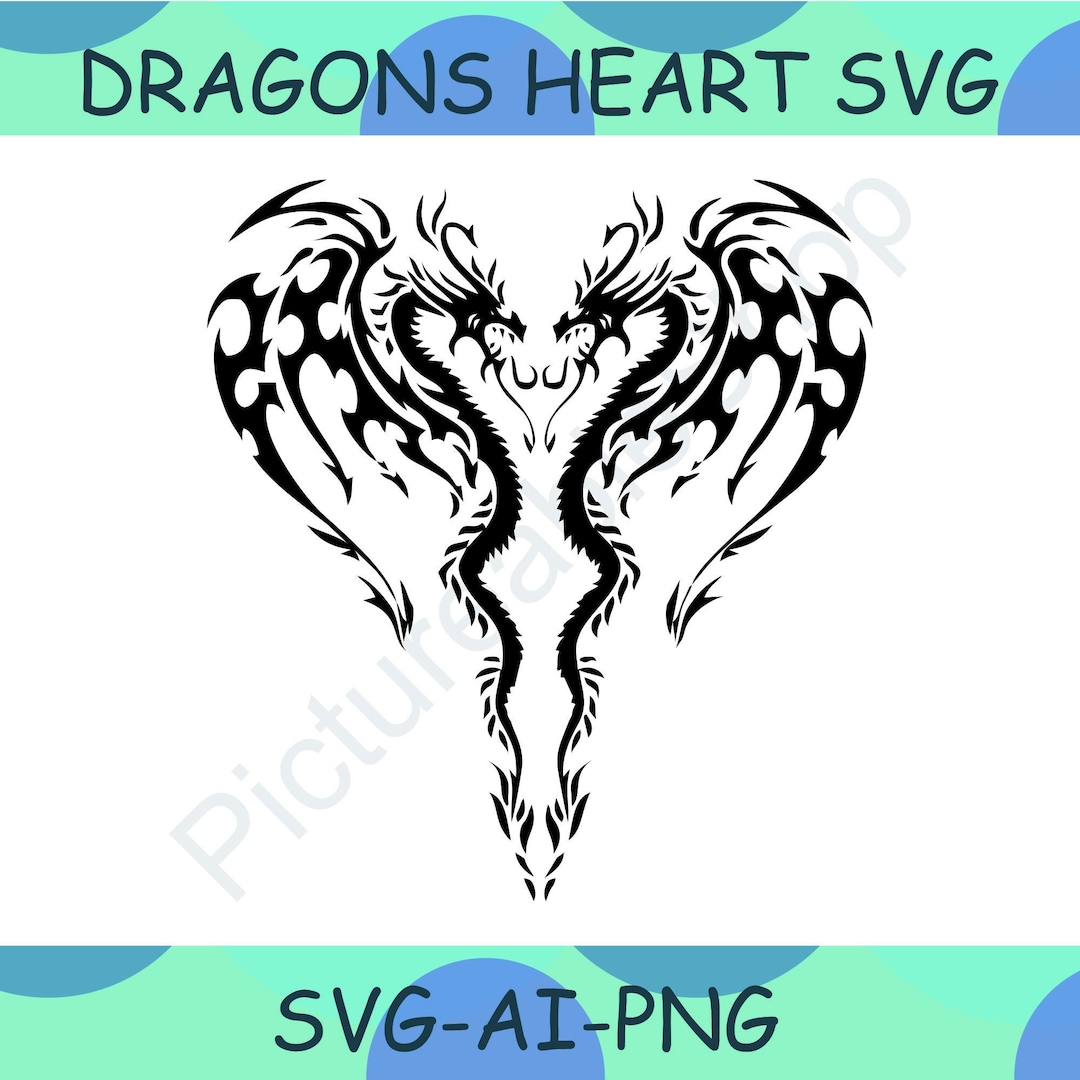DRAGON Svg, Dragons Heart, Dragon Heart Svg Dragon Outline, Mythic Svg ...