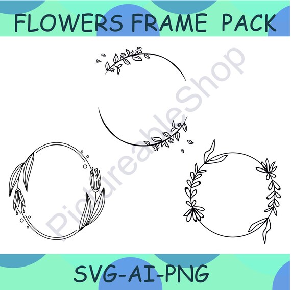 Flowers Ring Flowers Svg Leaves Svg Flower Pack Bouquet | Etsy
