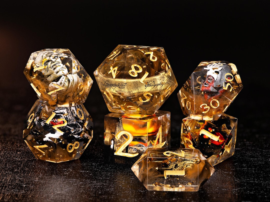 Magic Dice, Handmade Dice, Dice Set, DND Dice, Blue Gold Sharp Edges ...