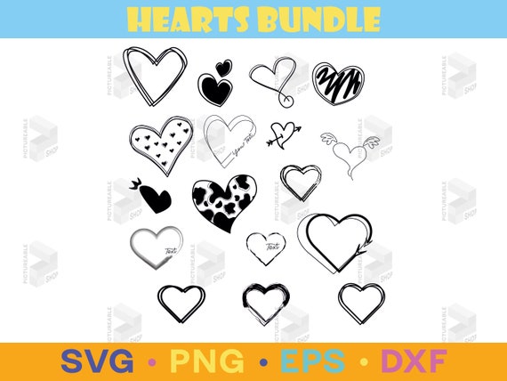 Heart Svg Bundle Hearts Svg Hand Drawn Love Svg Doodle Heart - Etsy