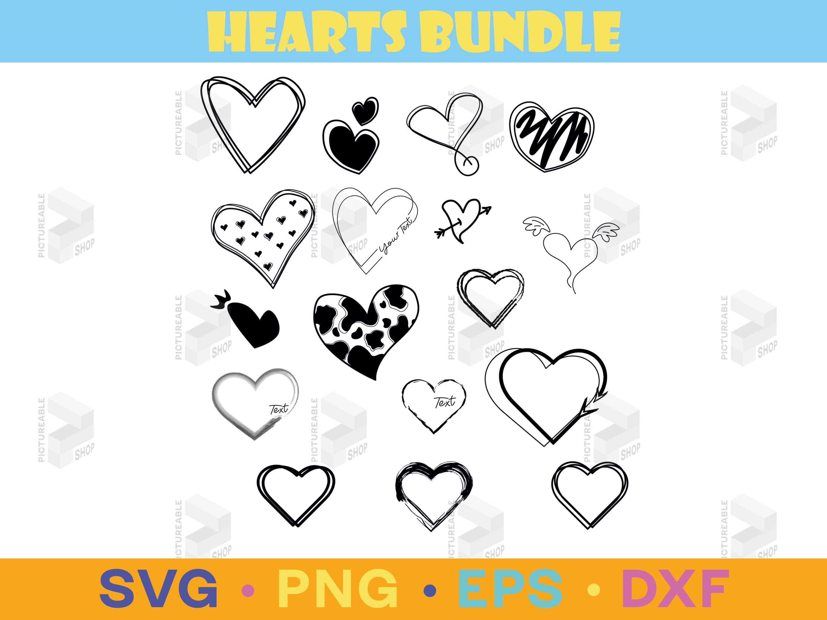 Corazón Svg Paquete Corazones svg Dibujado a mano Amor Svg - Etsy México