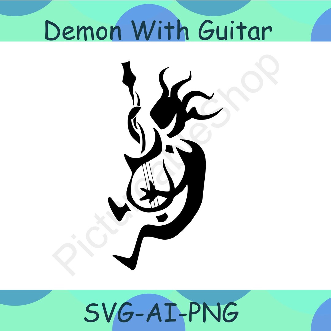 Démon avec guitare, guitare svg, démon svg, diables, diable svg ...