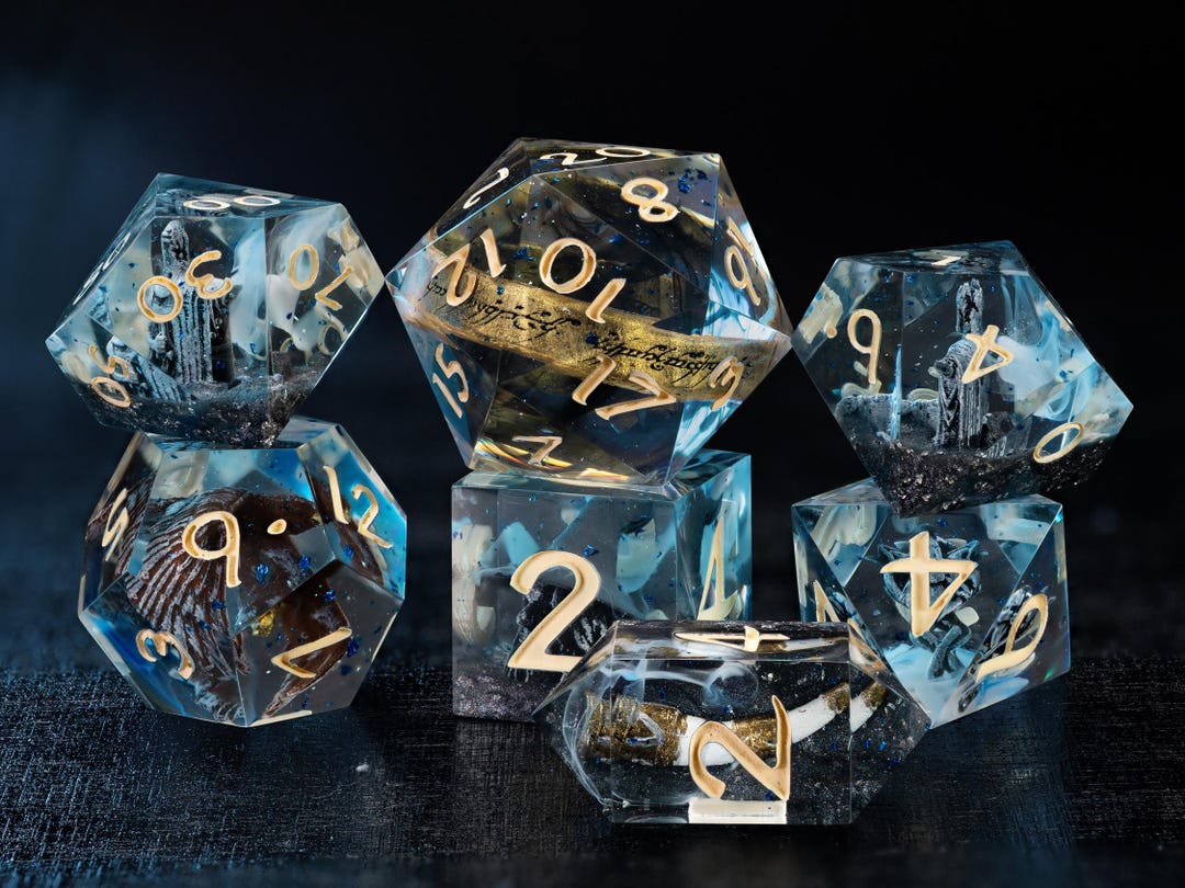 Handmade Epoxy Resin Dice, Magic Fantasy Dice, Blue Gold Sharp Edges ...