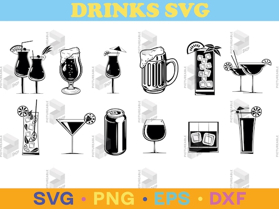 Drinks SVG Bundle Cocktails Drinks Svg Beer Drinks - Etsy