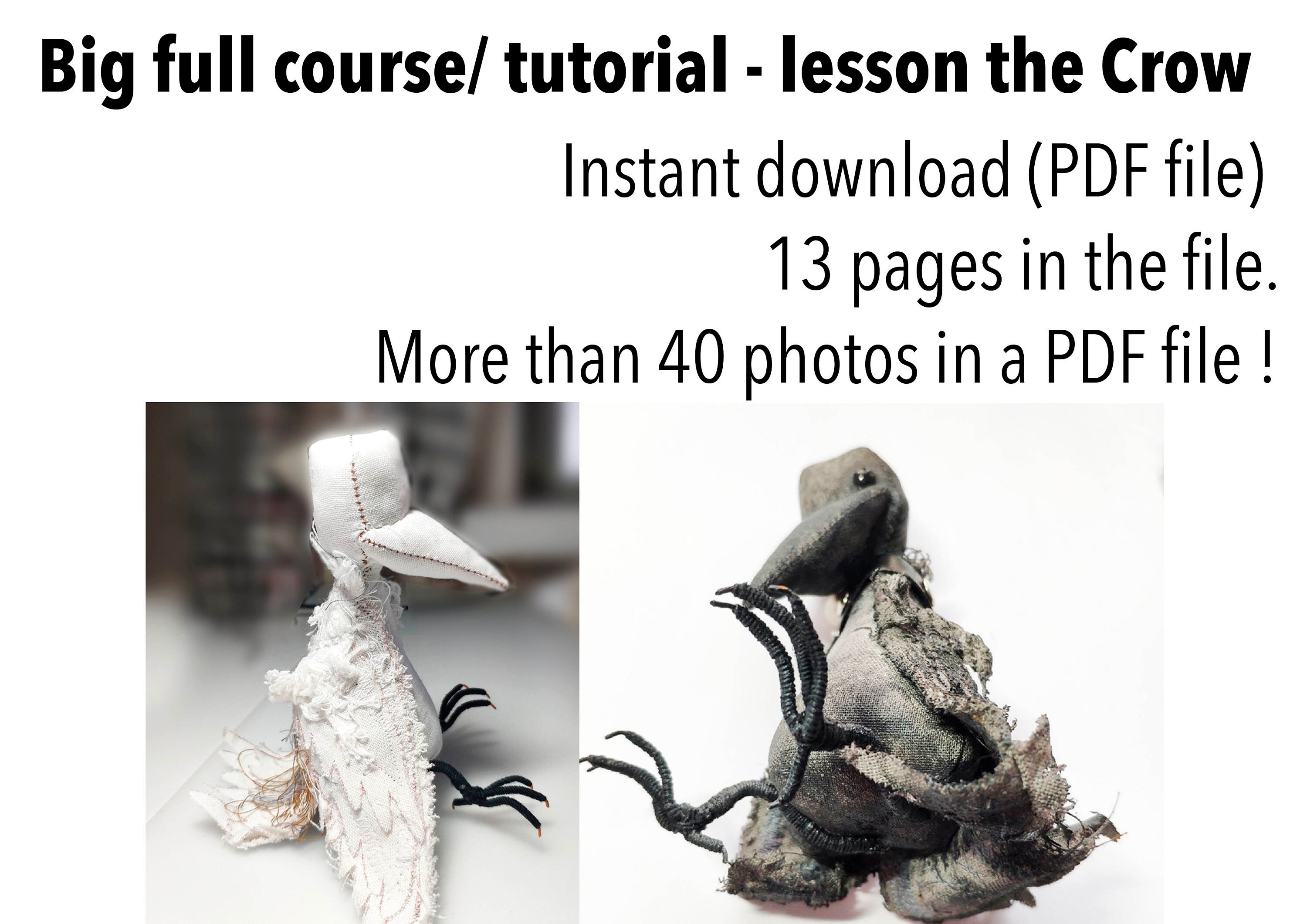 Crow sewing pattern. Making Tutorial. Instant Download lesson. | Etsy