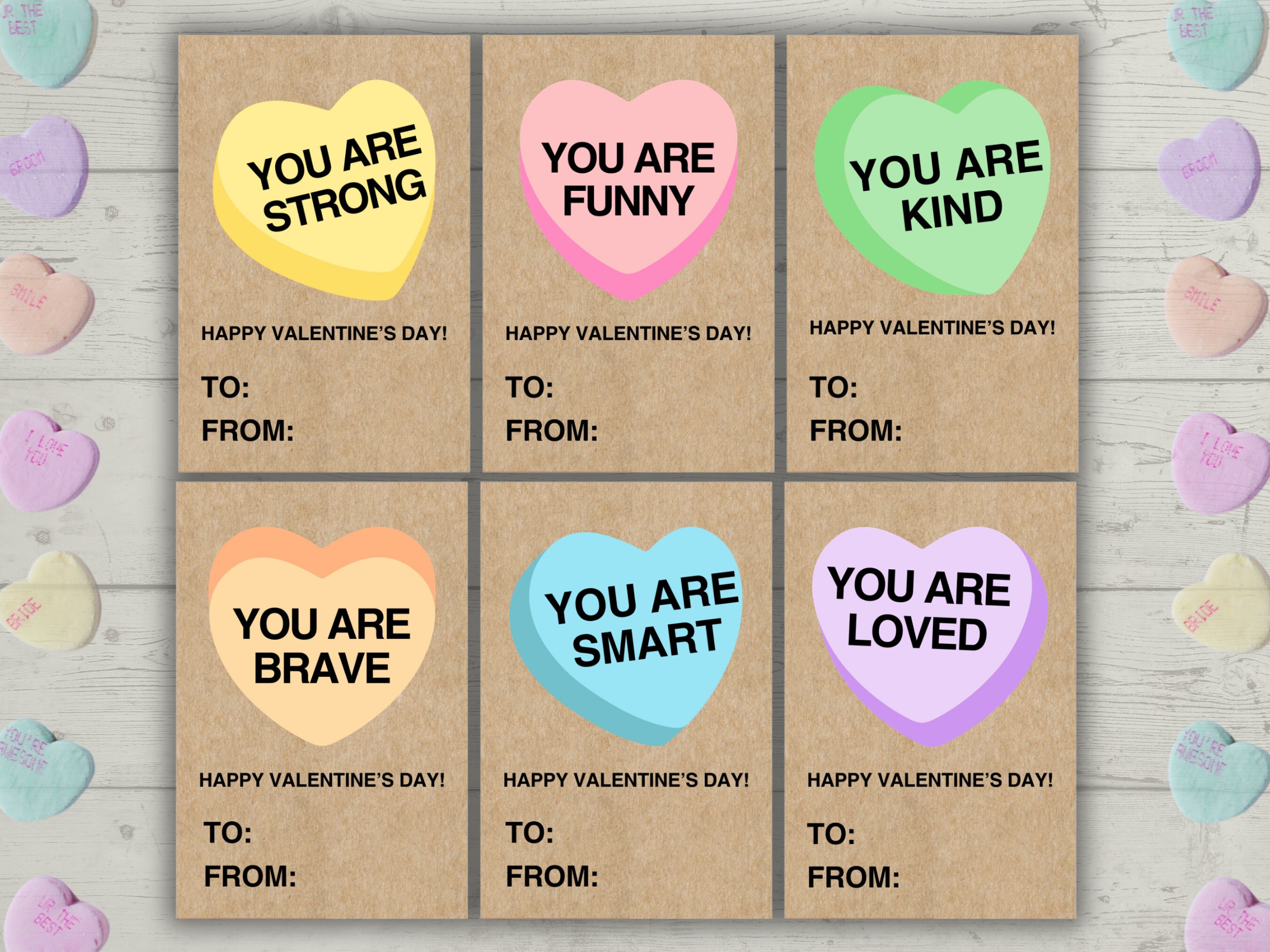 Printable Kids Valentines Cards, Positive Affirmation Vday Cards ...