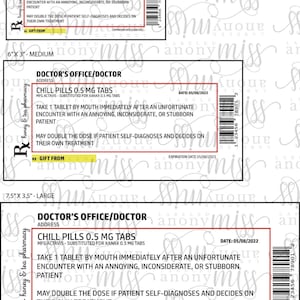 Personalized Prescription Candy Jar Label, Candy Chill Pills Birthday ...