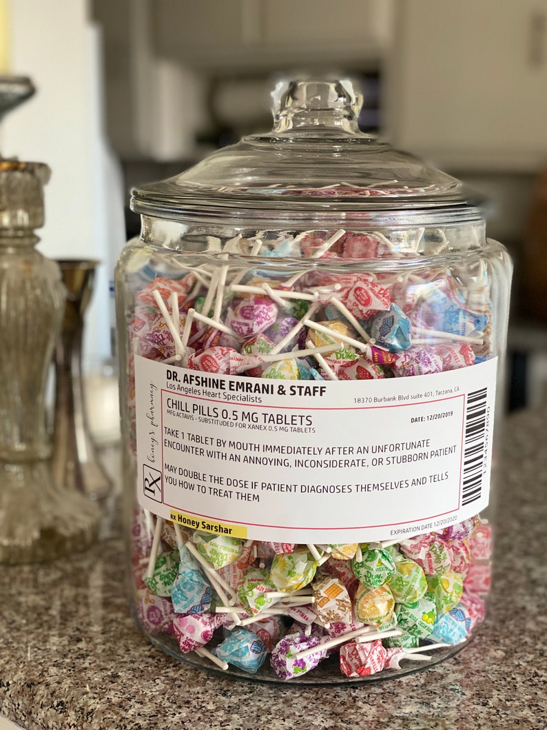 Personalized Prescription Candy Jar Label, Candy Chill Pills Birthday ...
