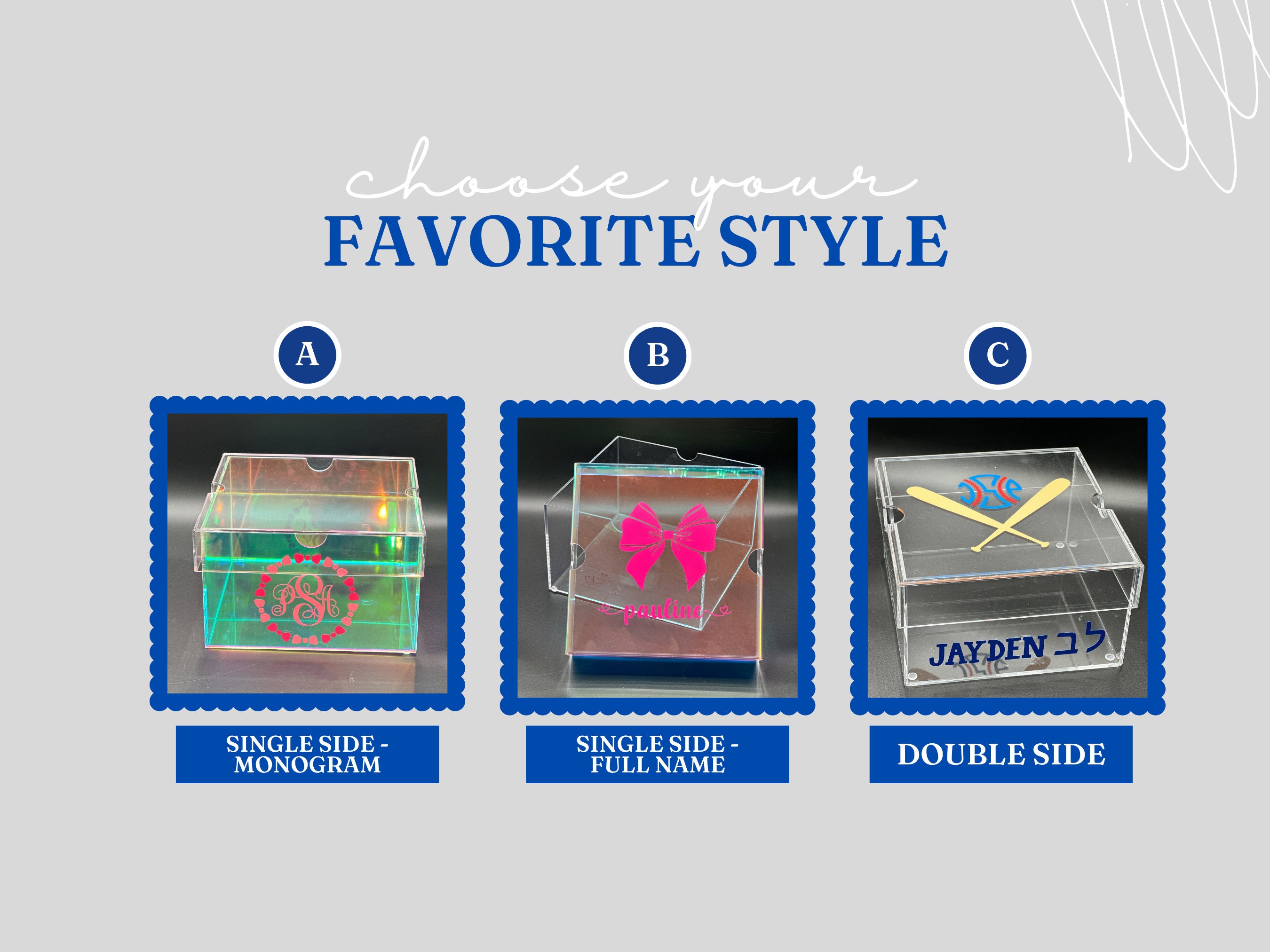 Personalized Kippah Box, Lucite Kippah Storage Box, Kippah Box ...