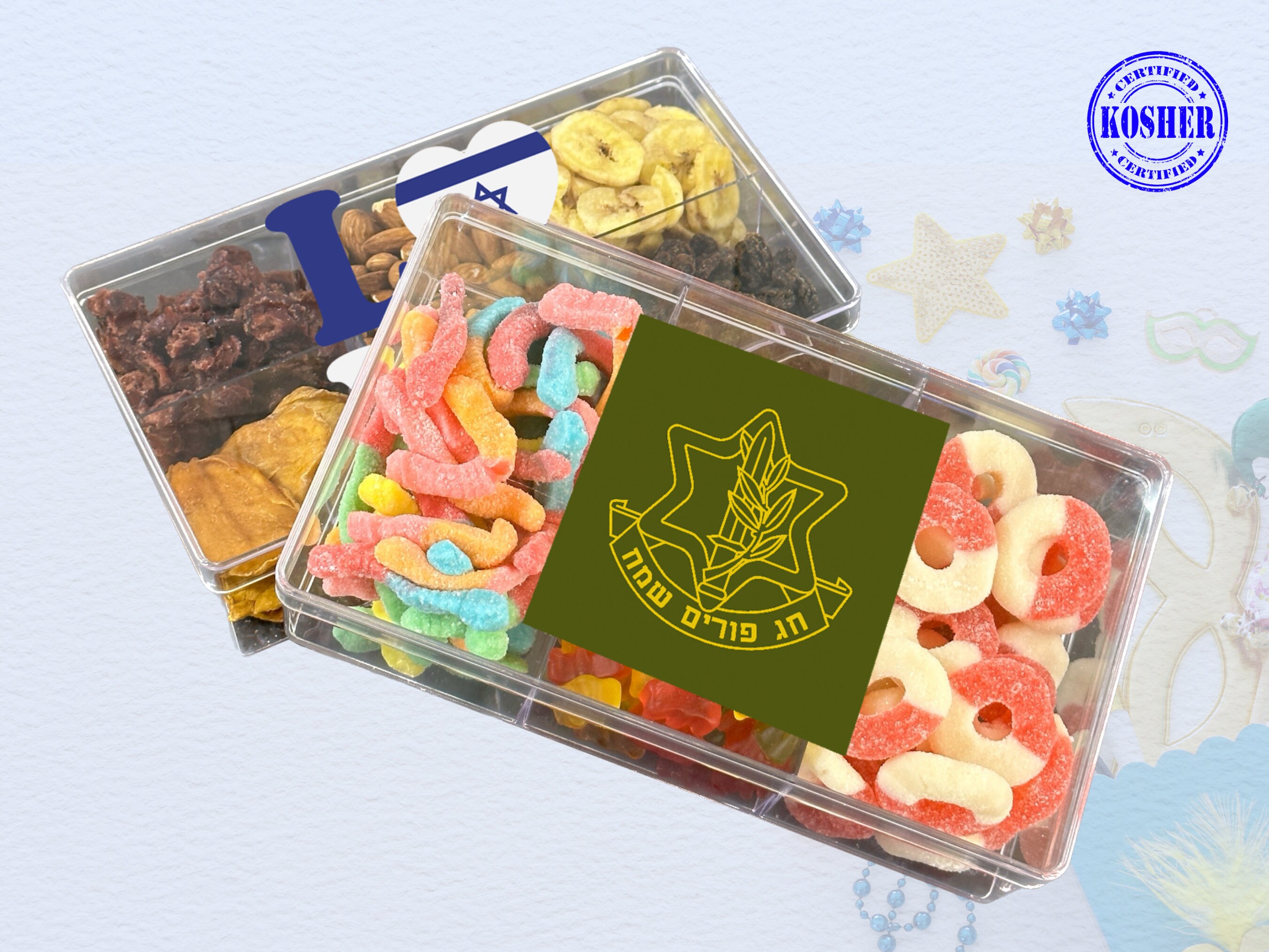 IDF Theme Purim Basket, IDF Mishloach Manot Gift, Happy Purim Candy ...