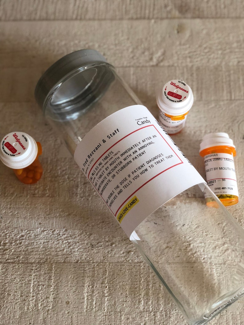 Personalized Prescription Candy Jar Label Candy Chill Pills - Etsy