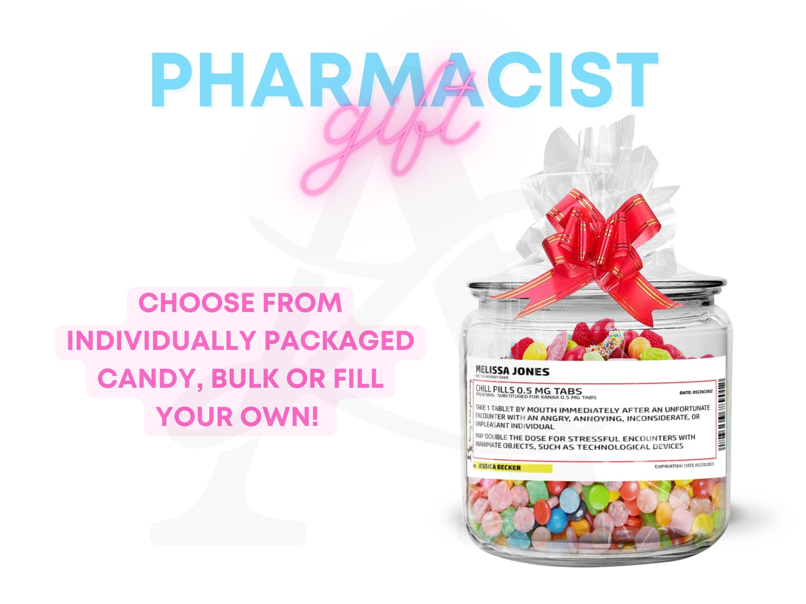 Personalized Prescription Candy Jar, Candy Chill Pills Birthday Gift, RX Candy, Gift for ...