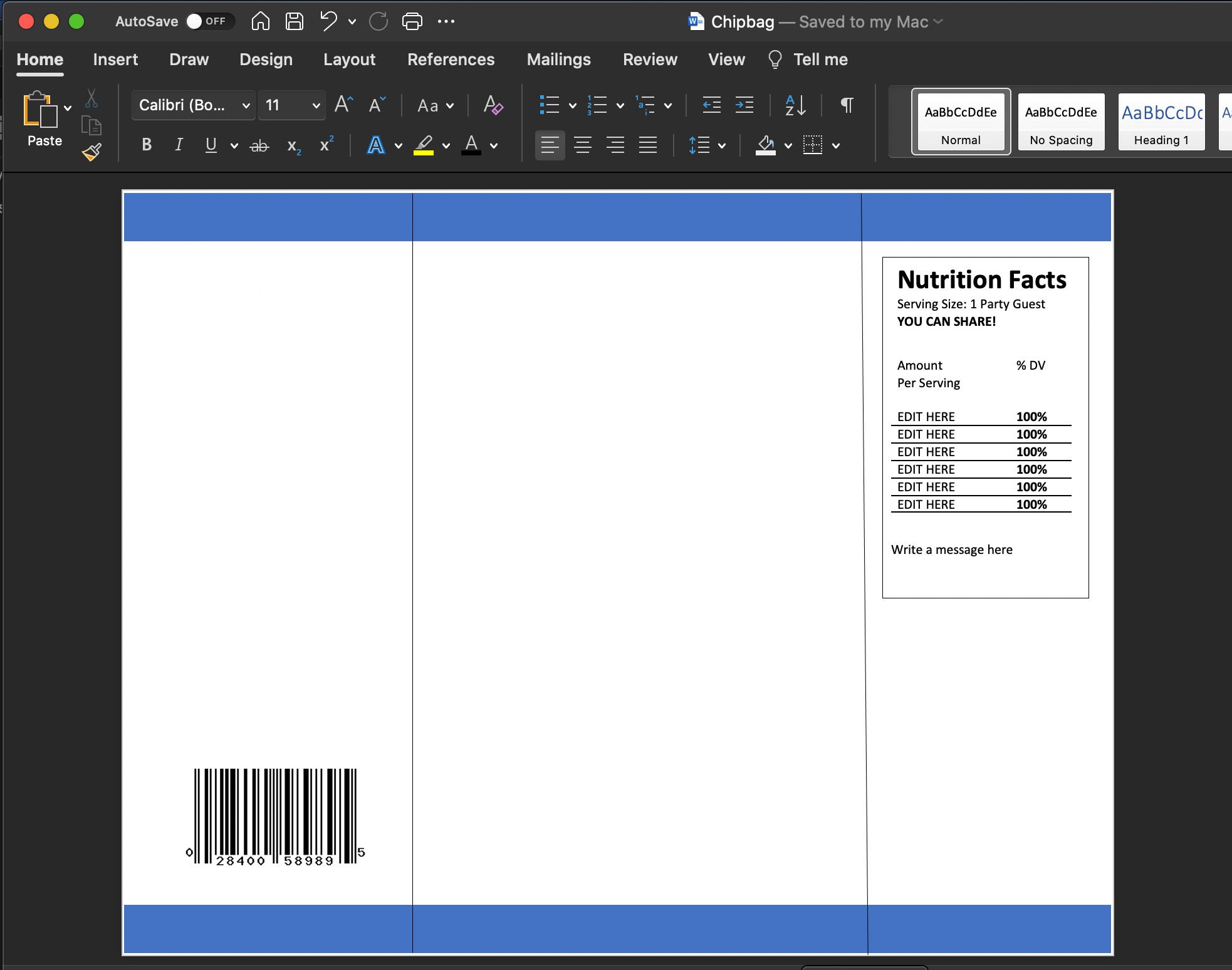 Digital Chip Bag File (editable) MS WORD - Etsy