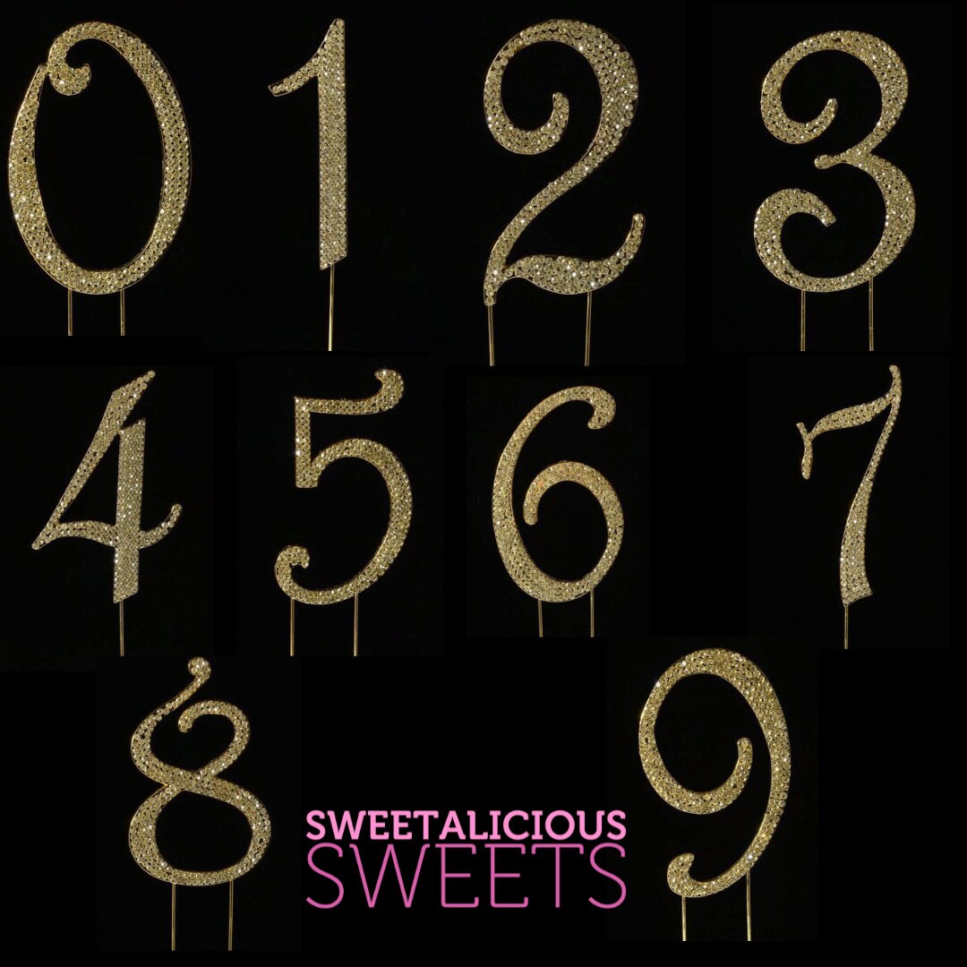 Gold Rhinestone Bling Number Cake Topper - Etsy