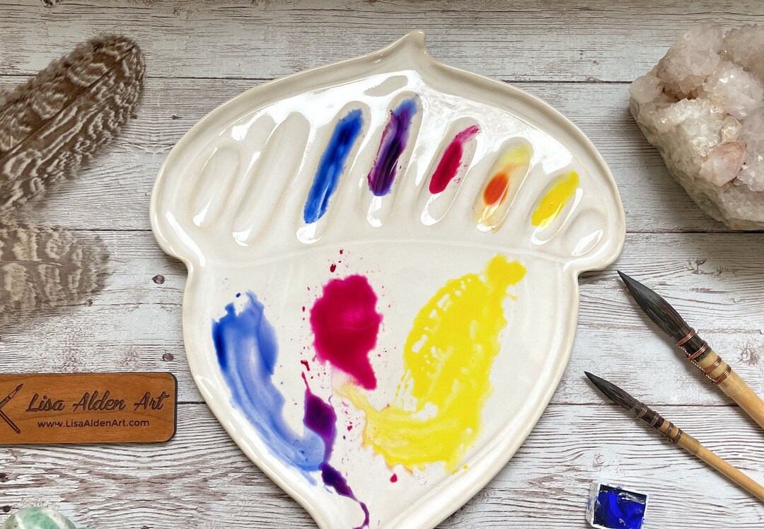 Handmade Ceramic Acorn Watercolor Palette: Large Artist Mixing Palette ...