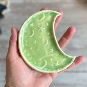 Cute Moon and Stars Crescent Moon Ring Dish Ceramic Boho Trinket Dish ...