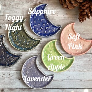 Cute Moon and Stars Crescent Moon Ring Dish Ceramic Boho Trinket Dish ...