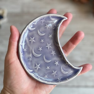 Cute Moon and Stars Crescent Moon Ring Dish Ceramic Boho Trinket Dish ...
