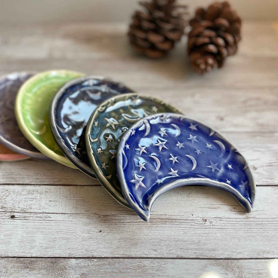 Cute Moon and Stars Crescent Moon Ring Dish Ceramic Boho Trinket Dish ...