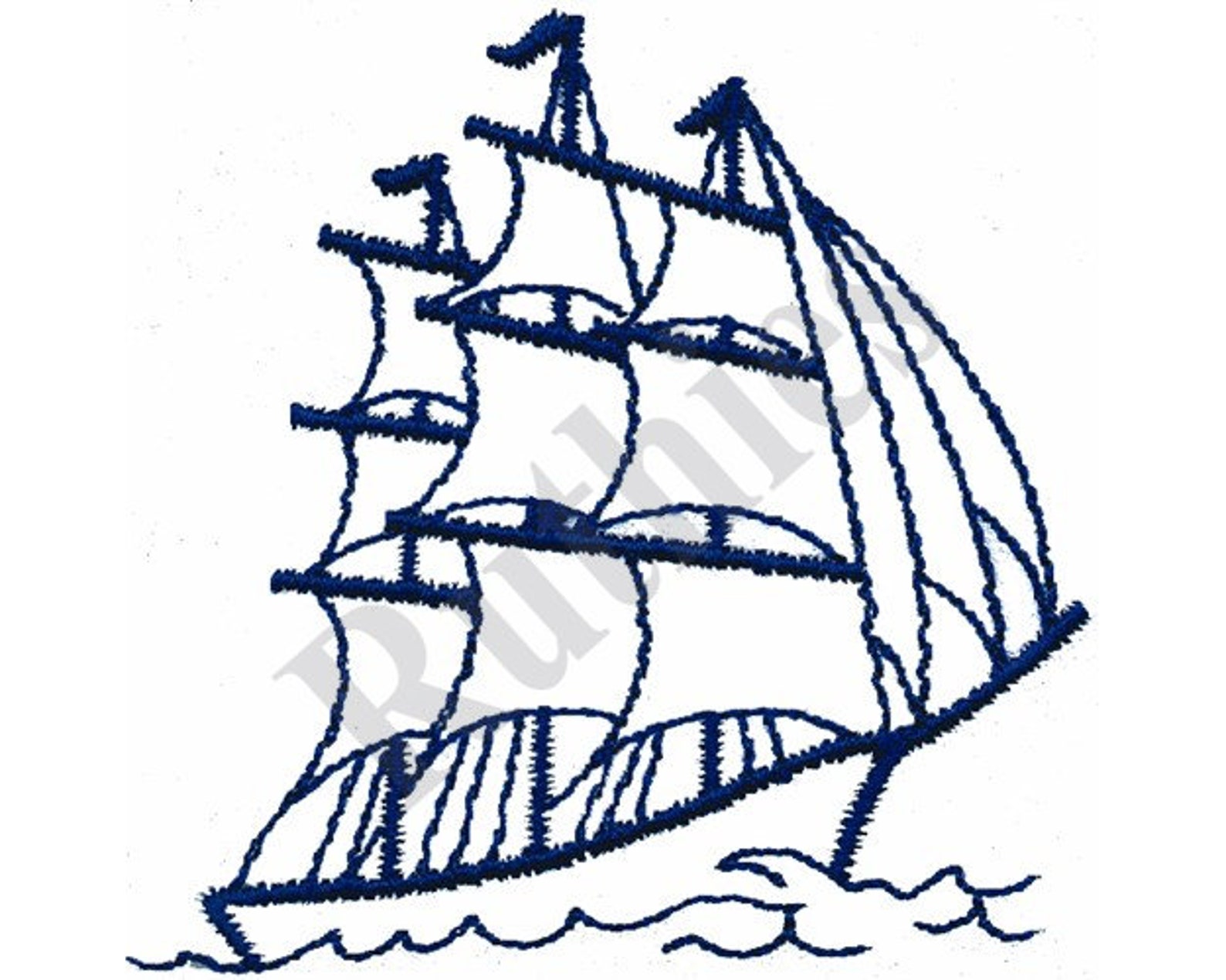 Clipper Ship Outline Machine Embroidery Design | Etsy