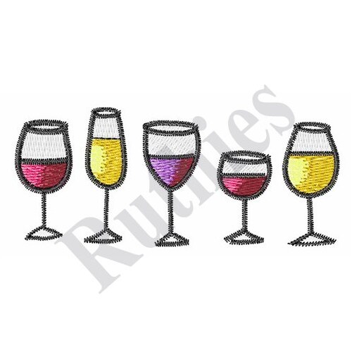 Mini Wine Embroidery Design Set Instant Download | Etsy