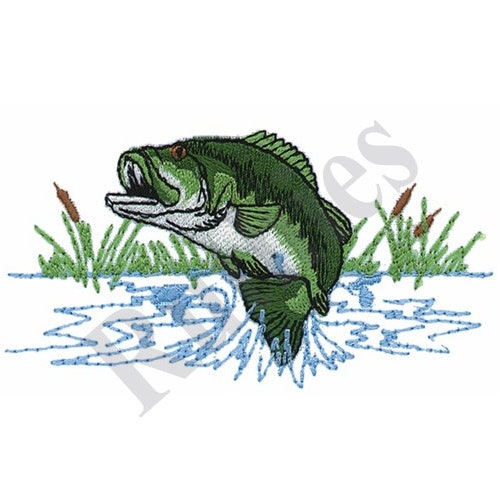 Bass Embroidery Design. Machine Embroidery Design. Fishing | Etsy