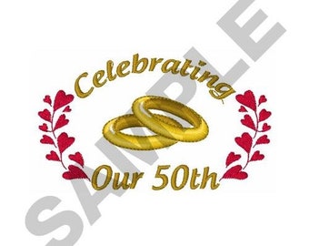 50th Anniversary Embroidery Design | Etsy
