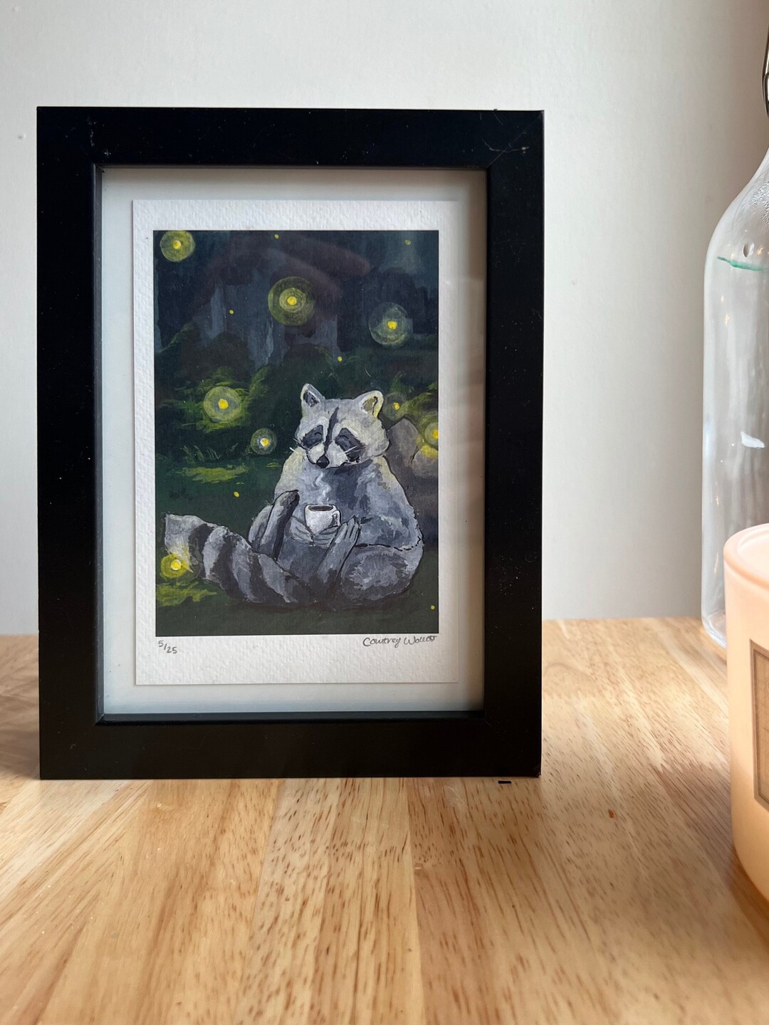 Cozy Raccoon Art Print - Etsy