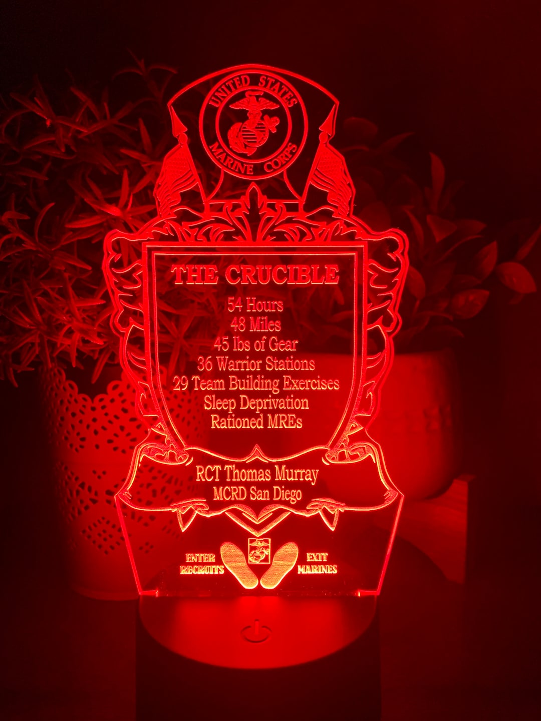 USMC Marine Recruit Crucible Crest Style LED Acrylic - Etsy