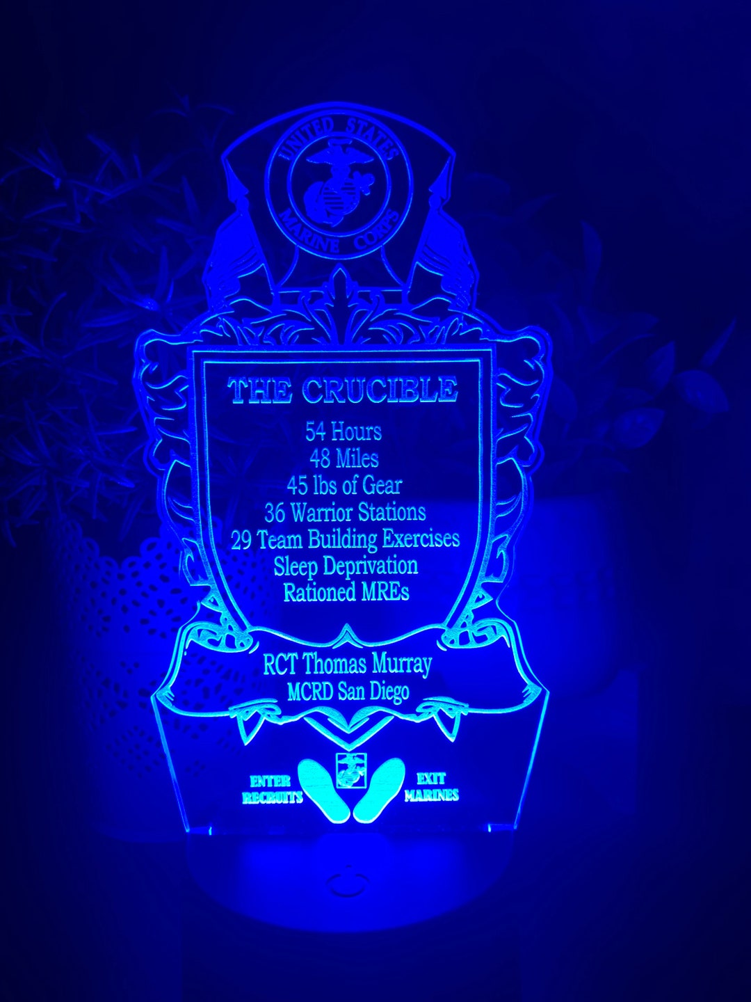 Personalized USMC Recruit Crucible Crest LED Light - Marine Gift - Etsy