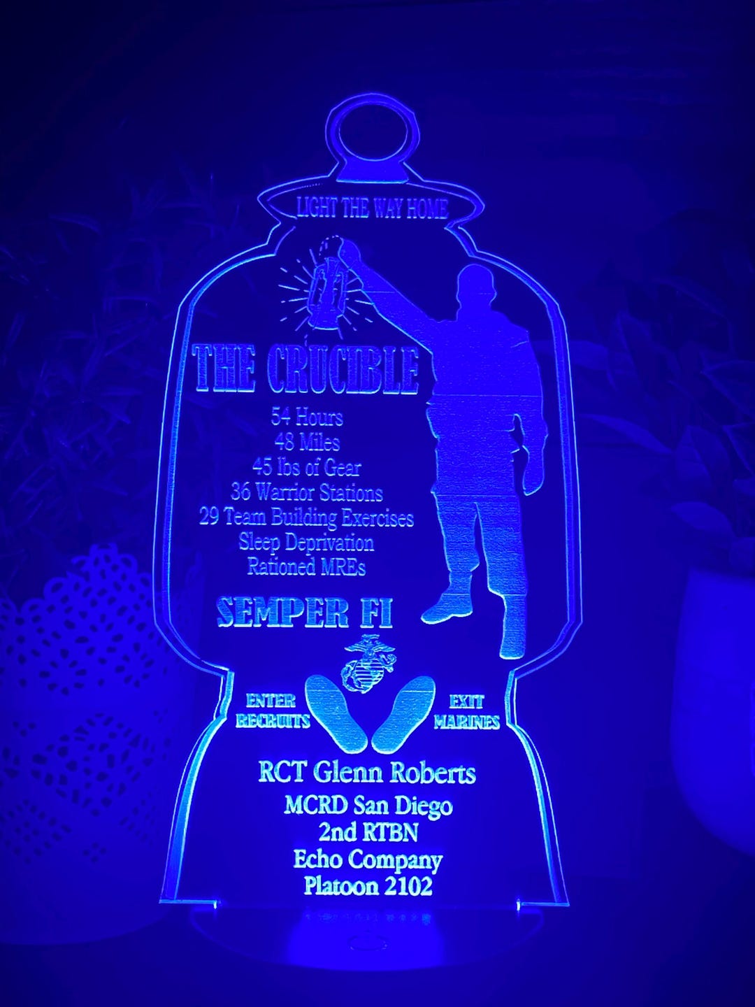 Personalized USMC Crucible LED Lamp: Recruit Gift, Official Hobbyist - Etsy