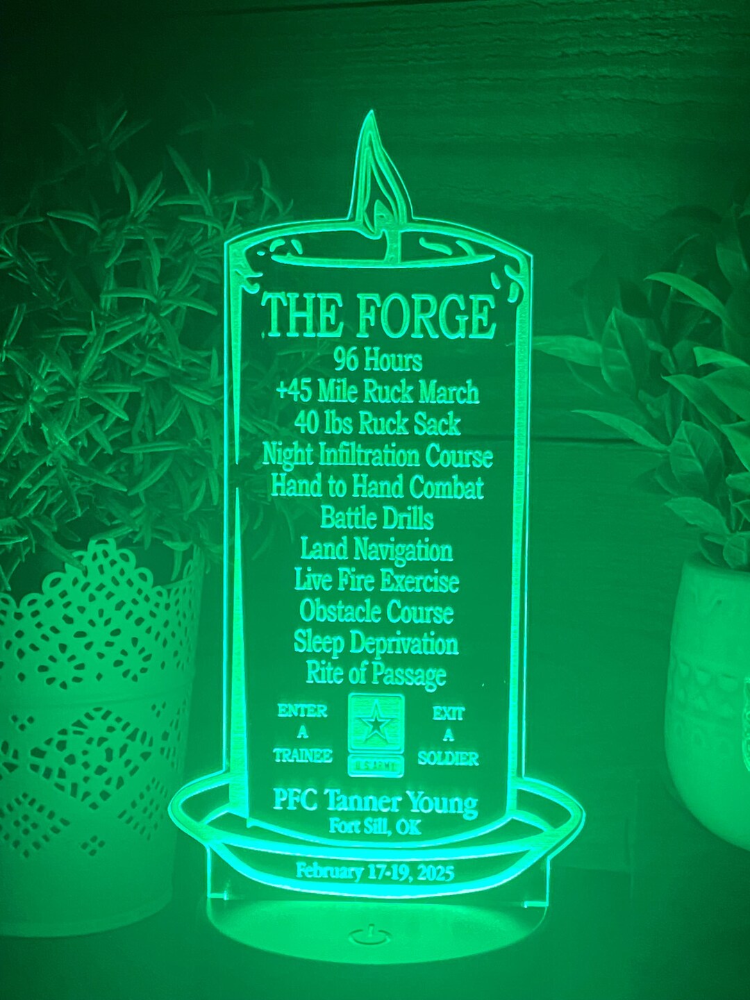 ARMY Forge Candle Style LED Acrylic Personalized Light - Etsy