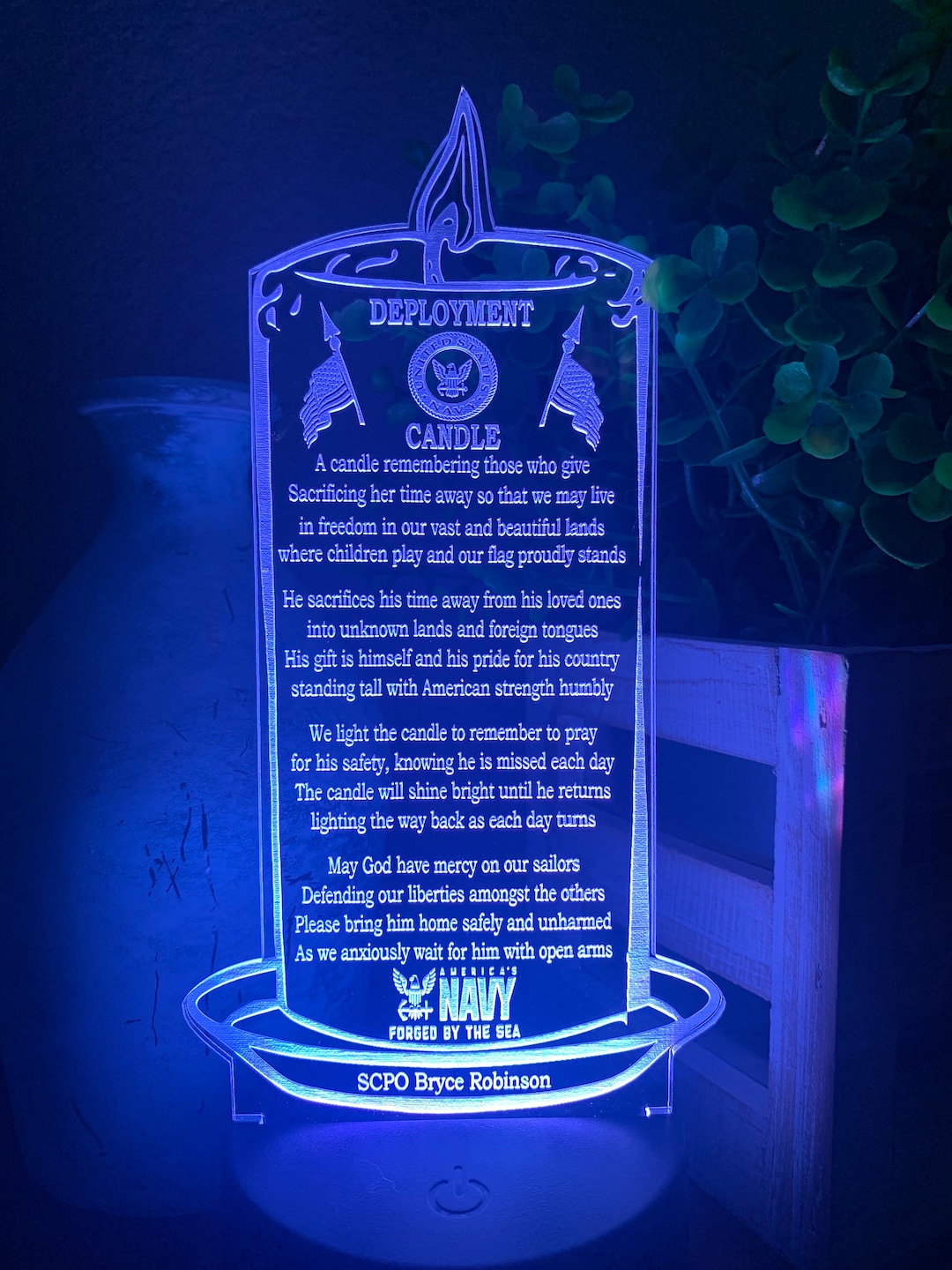 Personalized Navy Deployment LED Night Light: Poem Candle Style - Etsy