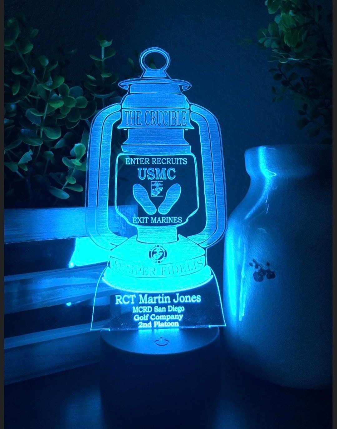 USMC Crucible Lantern Style LED Acrylic Personalized Light. Official ...