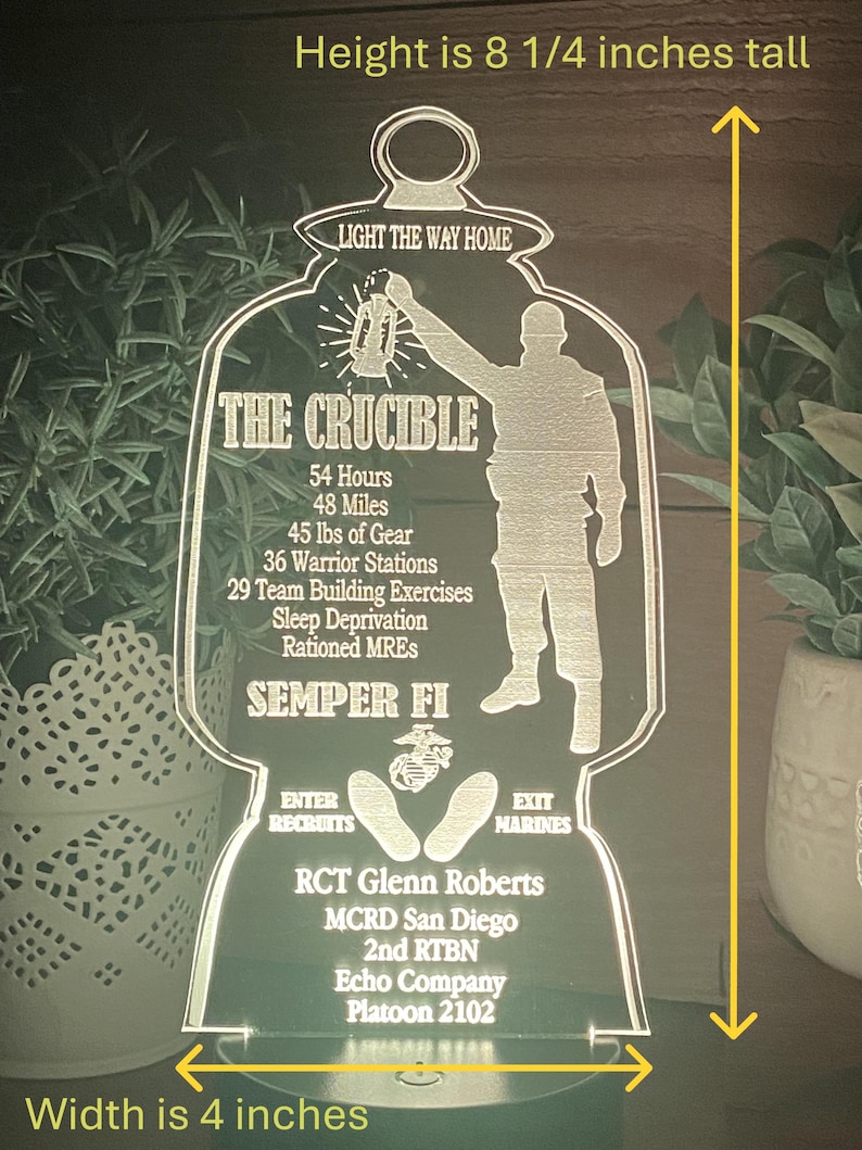 Personalized USMC Crucible LED Lamp: Recruit Gift, Official Hobbyist - Etsy