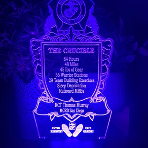 USMC Marine Recruit Crucible Crest Style LED Acrylic Personalized Light ...