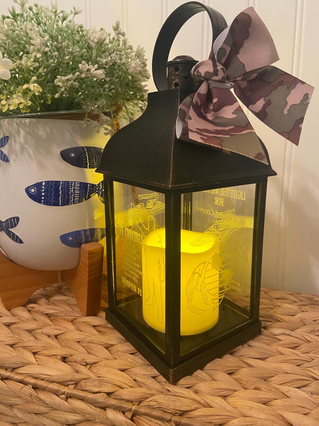 USMC Marines Crucible Lantern Personalized Lamp With Etched Glass ...