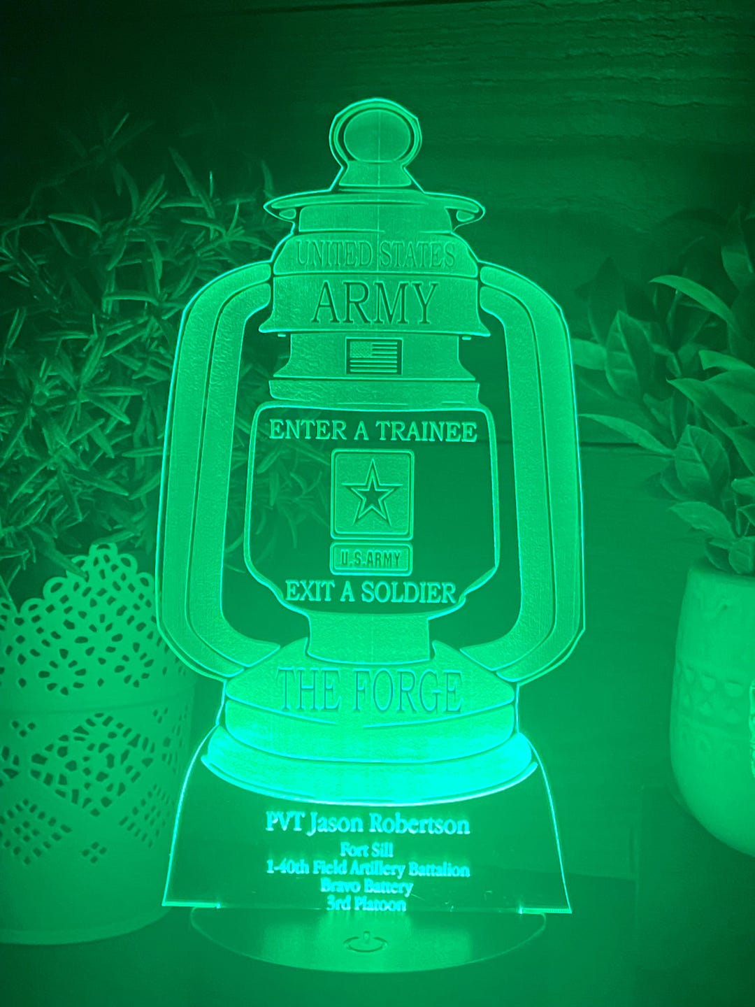 ARMY Forge Lantern Style LED Acrylic Personalized Light - Etsy