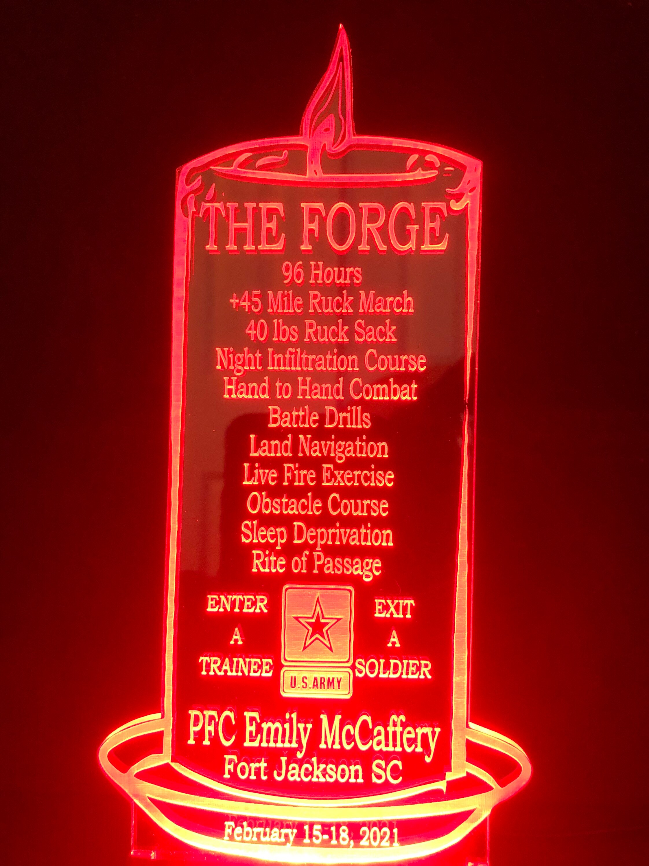 ARMY Forge Candle Style LED Acrylic Personalized Light | Etsy