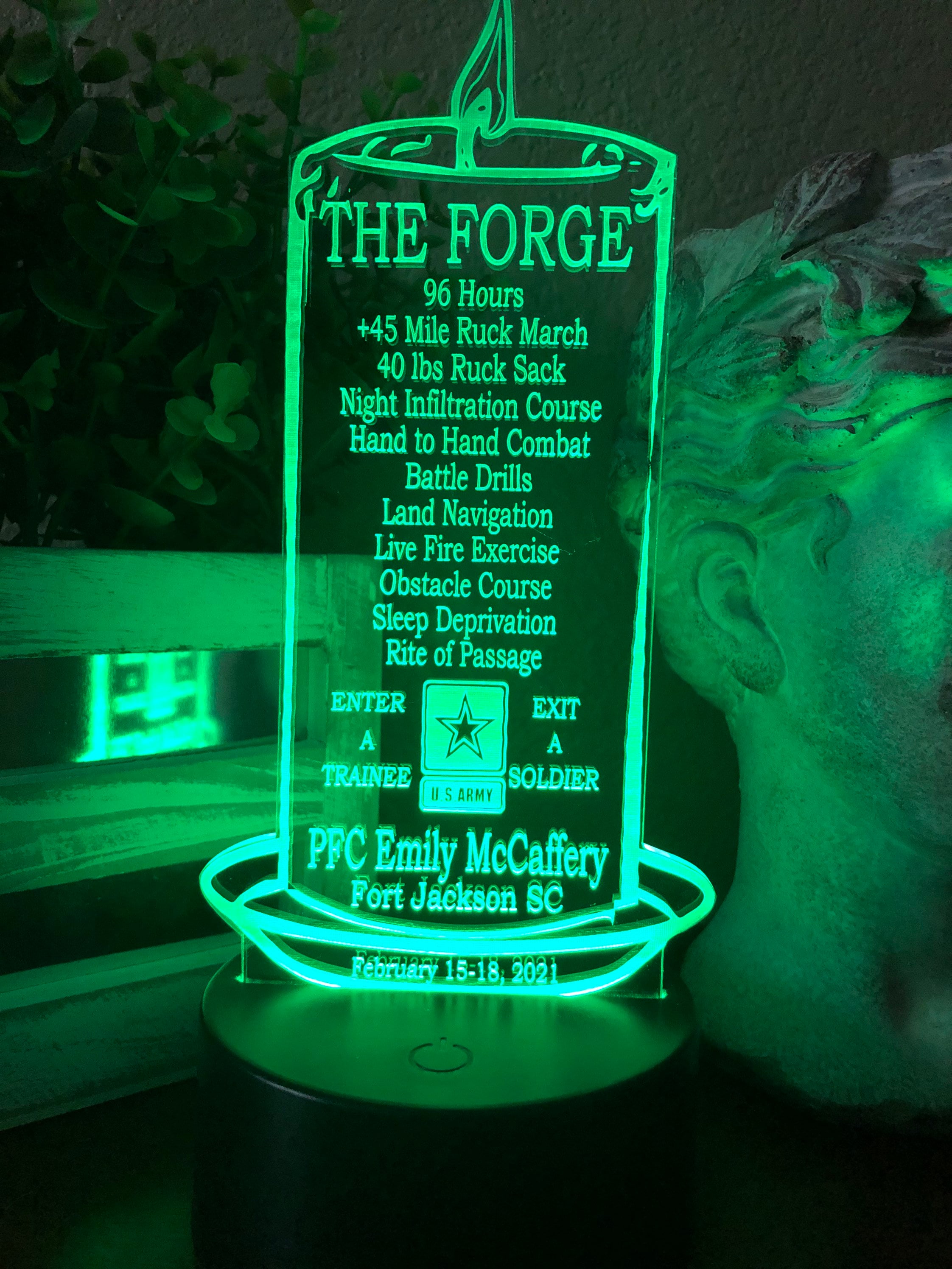ARMY Forge Candle Style LED Acrylic Personalized Light | Etsy