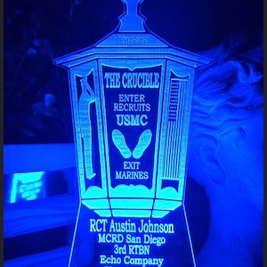 USMC Crucible Lantern Lamp Style LED Acrylic Personalized Light ...