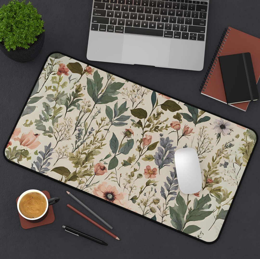 Cute Cottagecore Desk Mat Aesthetic Green Botanical Floral - Etsy