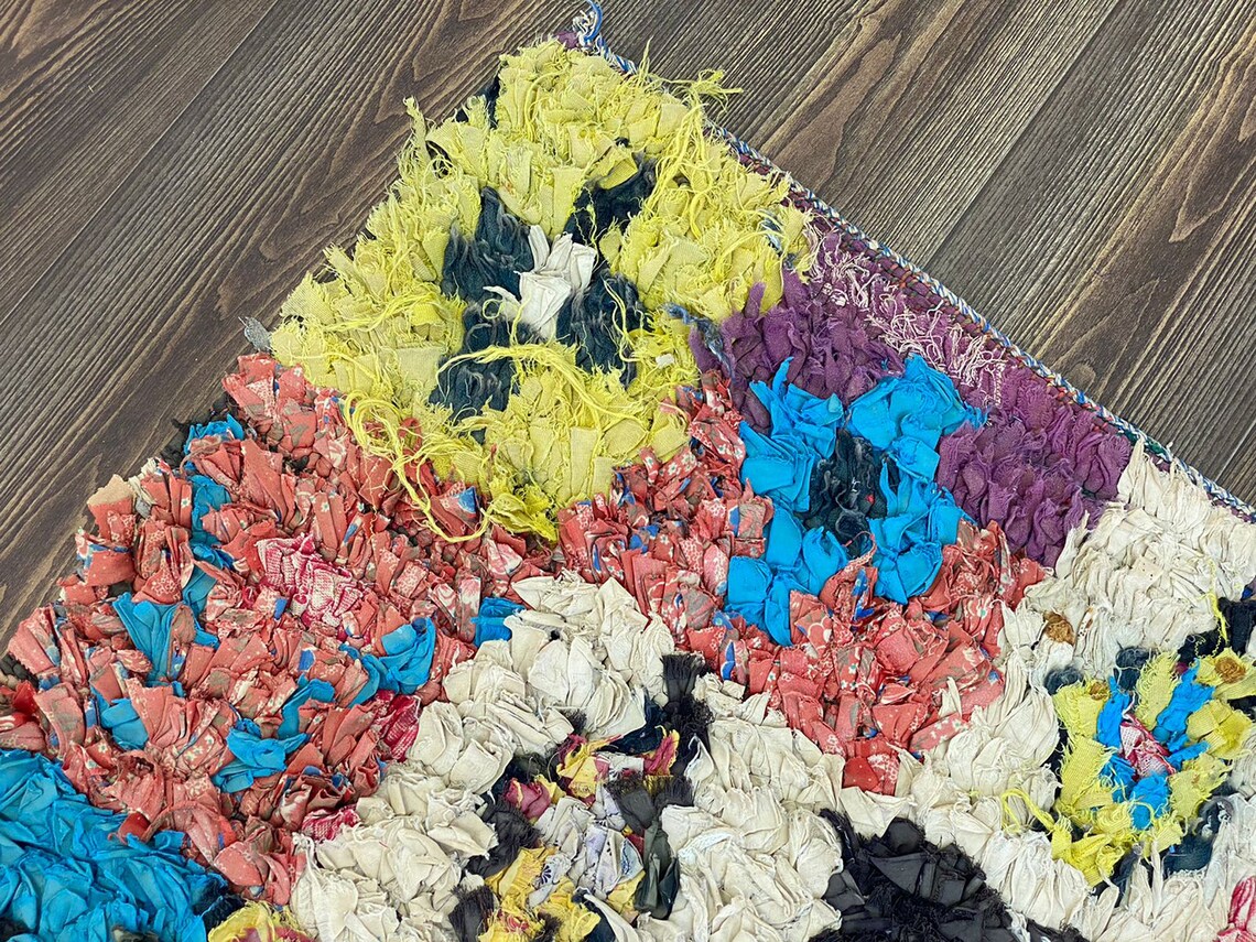 Azilal Boucherouite Colorful Rug Moroccan Vintage 4x6 Feet - Etsy
